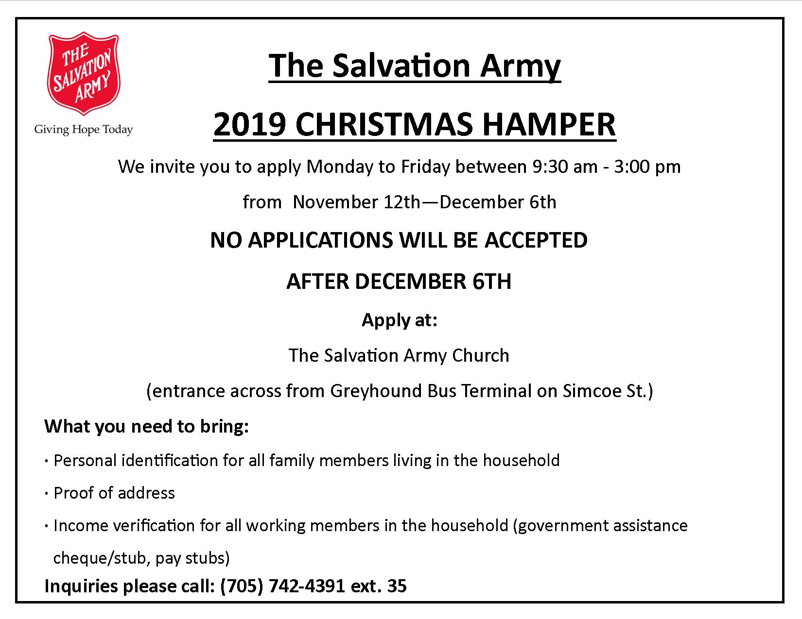 Salvation Army Christmas Hamper Registration | 101.5 The Wolf